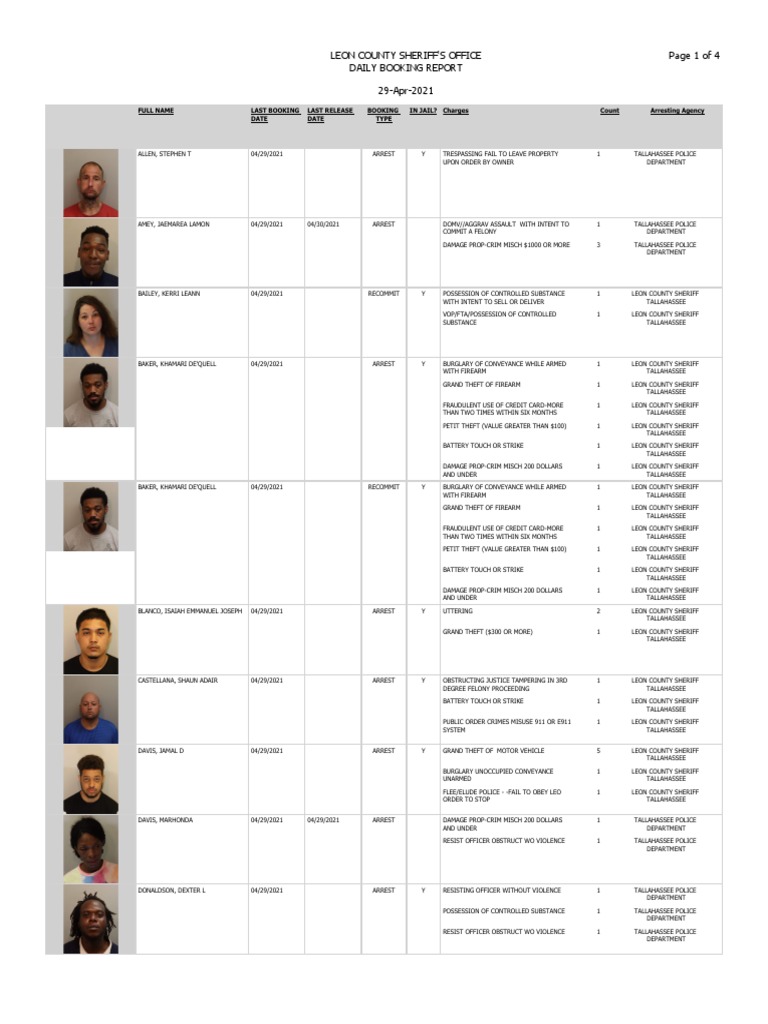 Booking Report: April 30, 2021 | PDF | Theft | Burglary