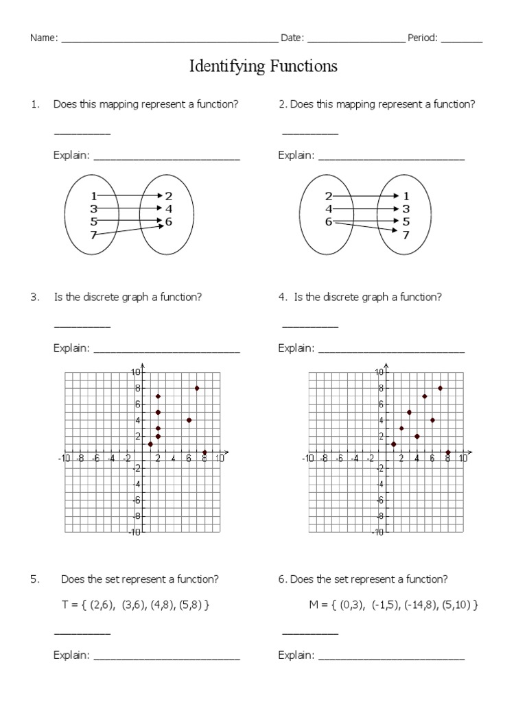 CW9 Identifying Functions 5 | PDF | Mathematical Relations | Teaching ...