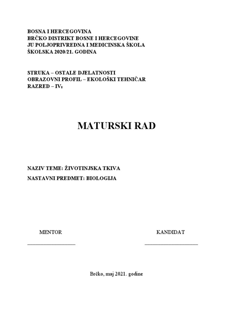 Maturski Rad Naslovna I Sadrzaj | PDF