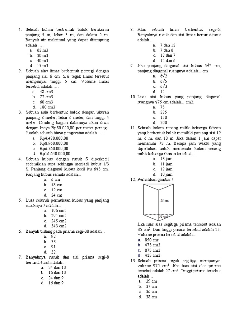 Bangun Ruang Sisi Datar Kelas 8 | PDF