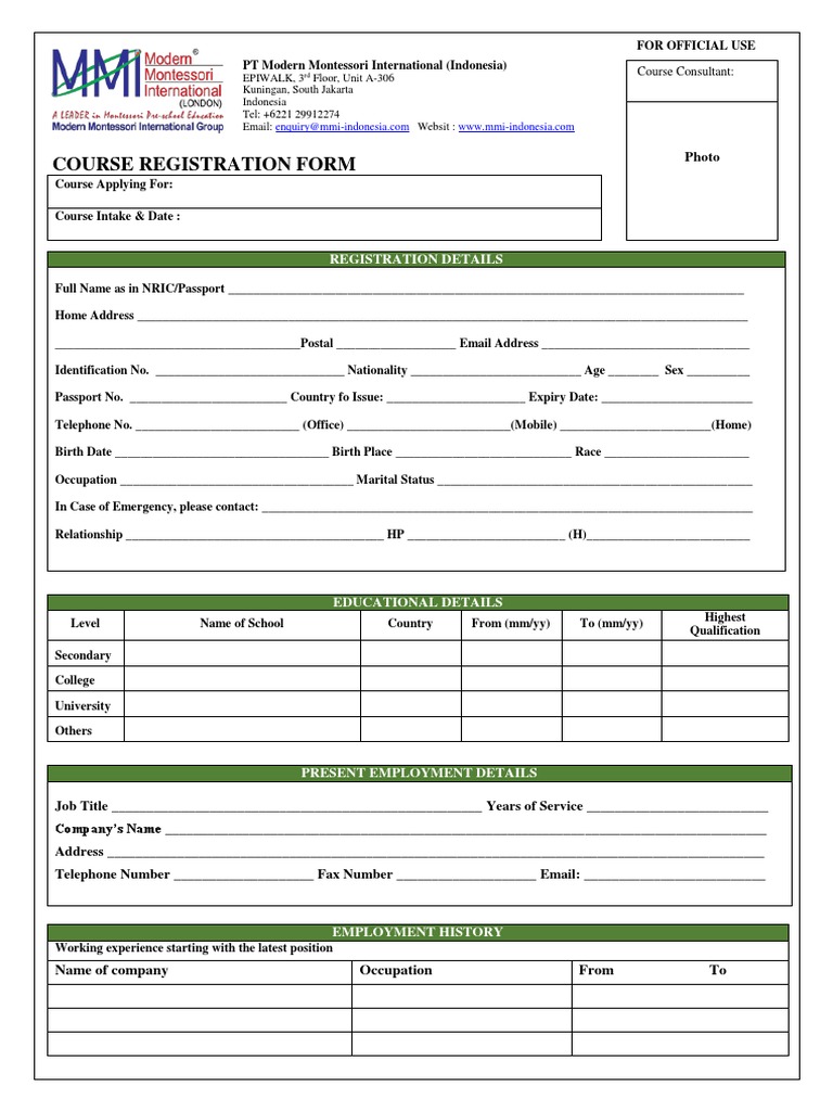MMI Indonesia - Application Form - 2 | PDF | Business