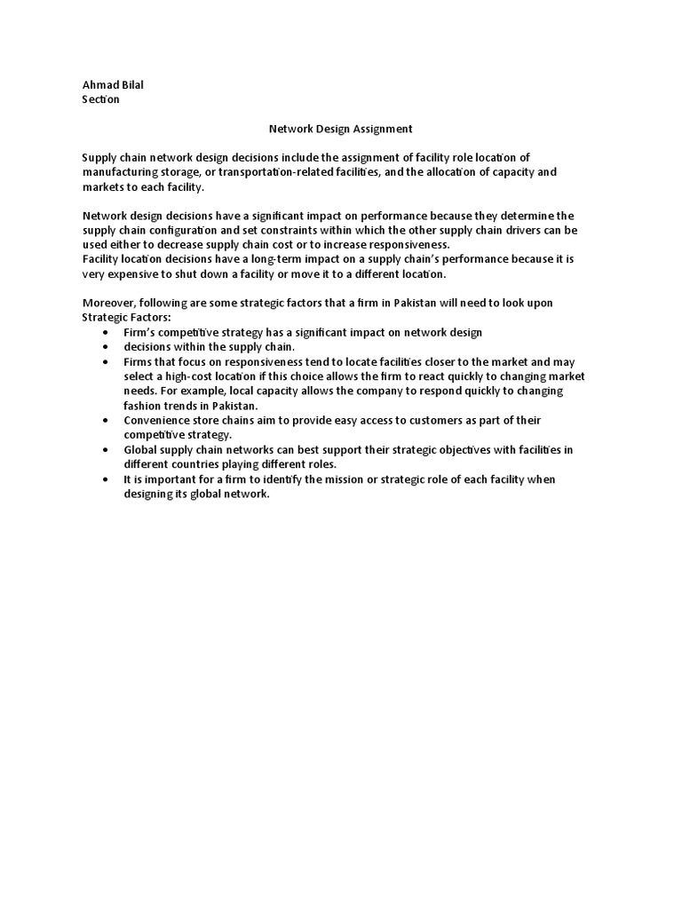 Supply Chain Assignment | PDF