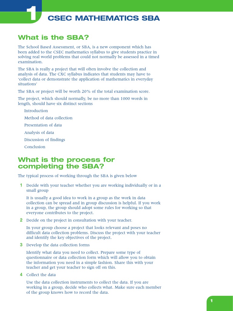 Csec Mathematics Sba: What Is The SBA? | PDF | Data | Homework