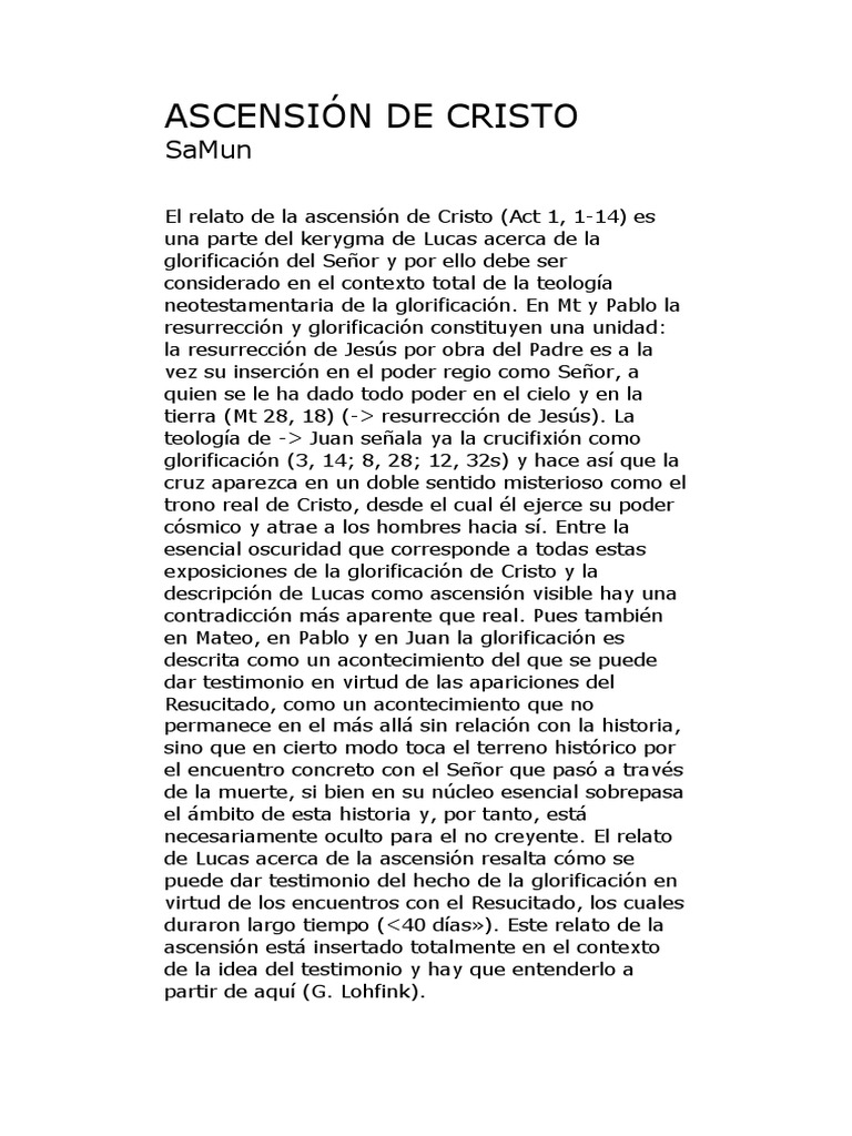 La Ascensión y Glorificación de Cristo | PDF | Ascension de jesus | La ...