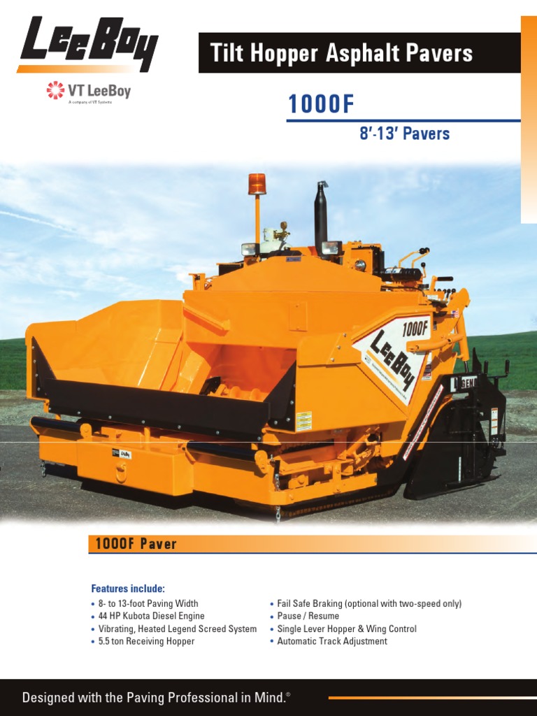 Specifications: Tilt Hopper Asphalt Pavers | PDF | Engines | Vehicle ...