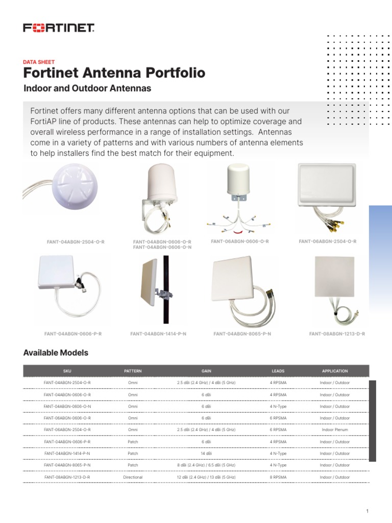 Fortinet Antenna Portfolio: Indoor and Outdoor Antennas | PDF | Antenna ...