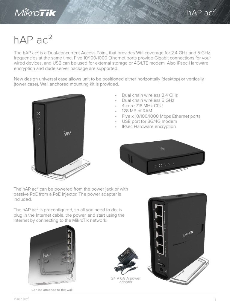 MikroTik hAP AC2 DataSheet | PDF | Wi Fi | Computer Science