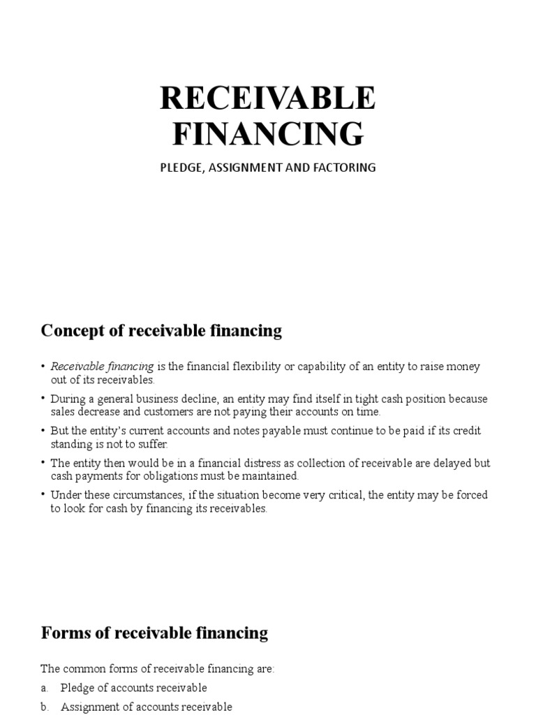 Receivable Financing: Pledge, Assignment and Factoring | PDF ...