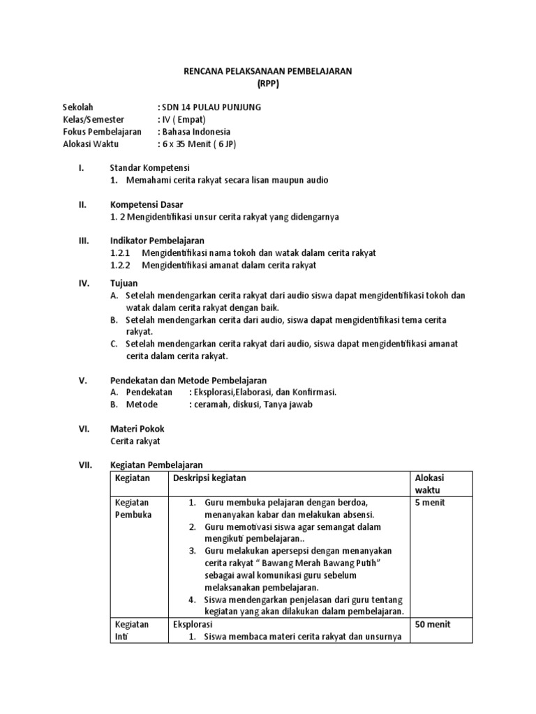 Rencana Pelaksanaan Pembelajaran | PDF