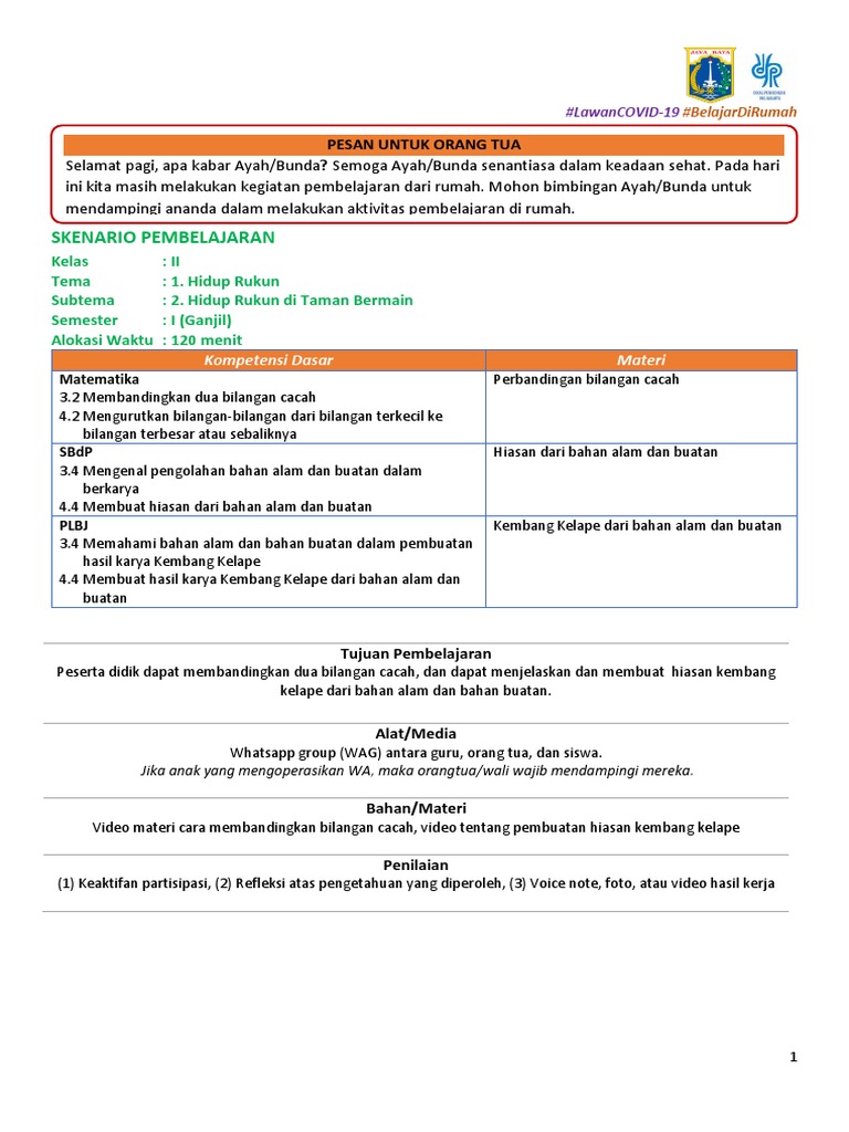 RPP Kelas 2 Selasa, 28 Juli 2020 | PDF