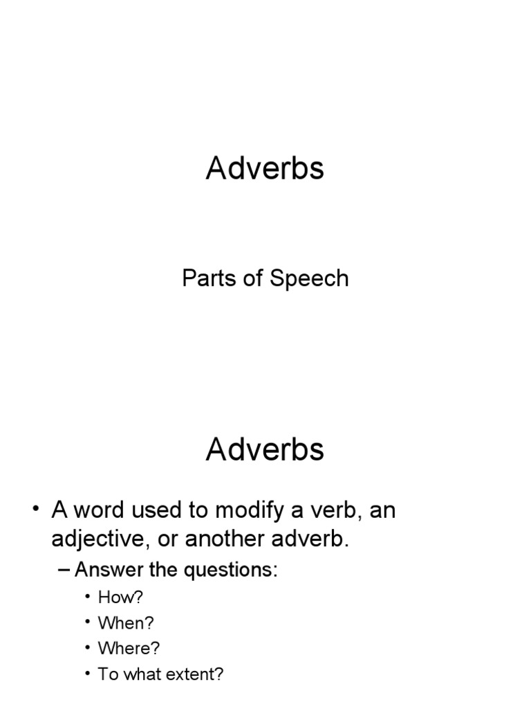Adverbs: Parts of Speech | PDF