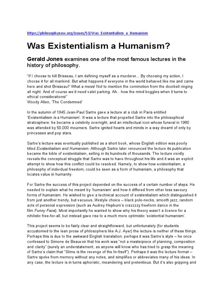 Was Existentialism A Humanism | Download Free PDF | Existentialism | Free Will