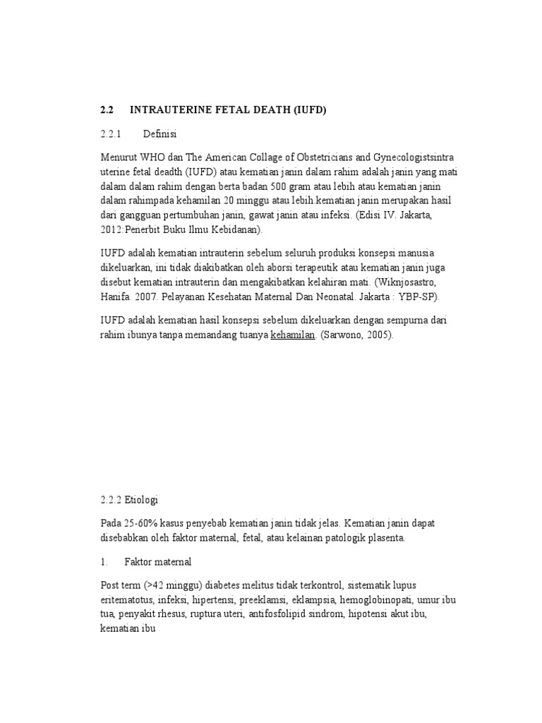 Penyebab dan Penanganan IUFD | PDF