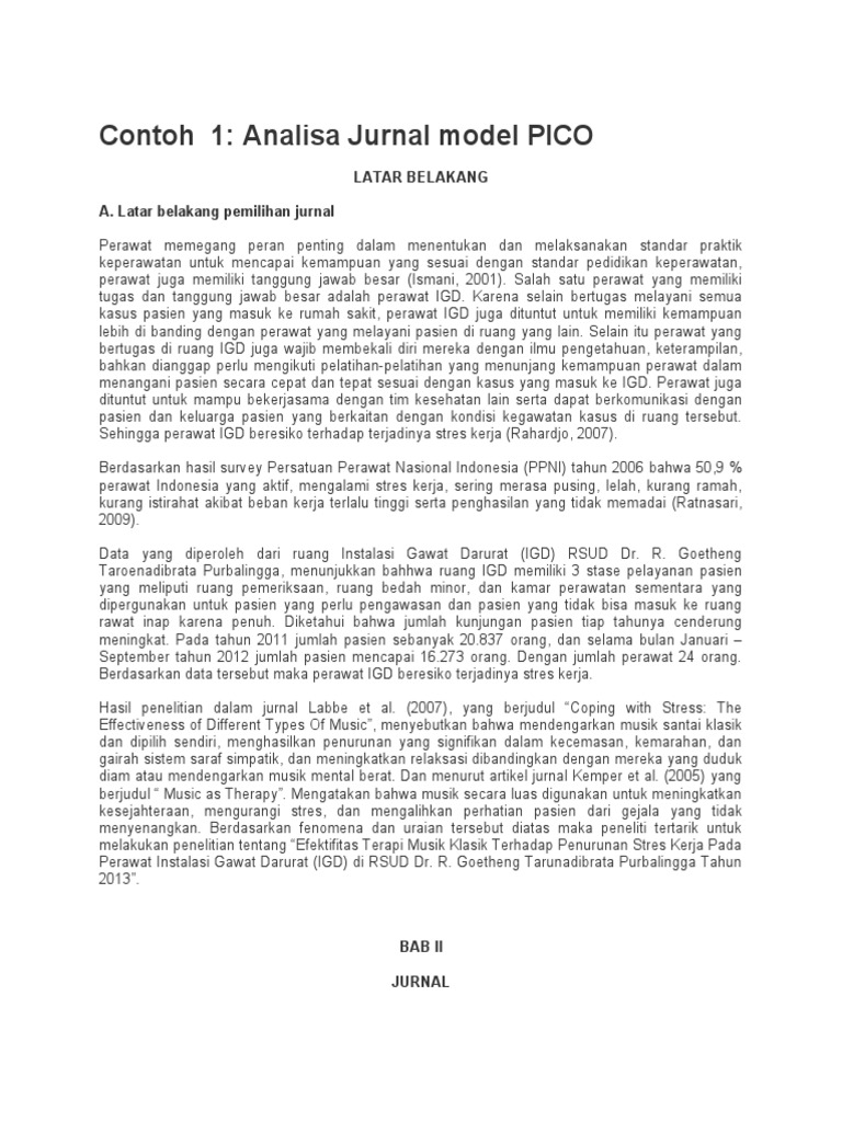 Contoh Telaah Analisa Jurnal Model PICO | PDF