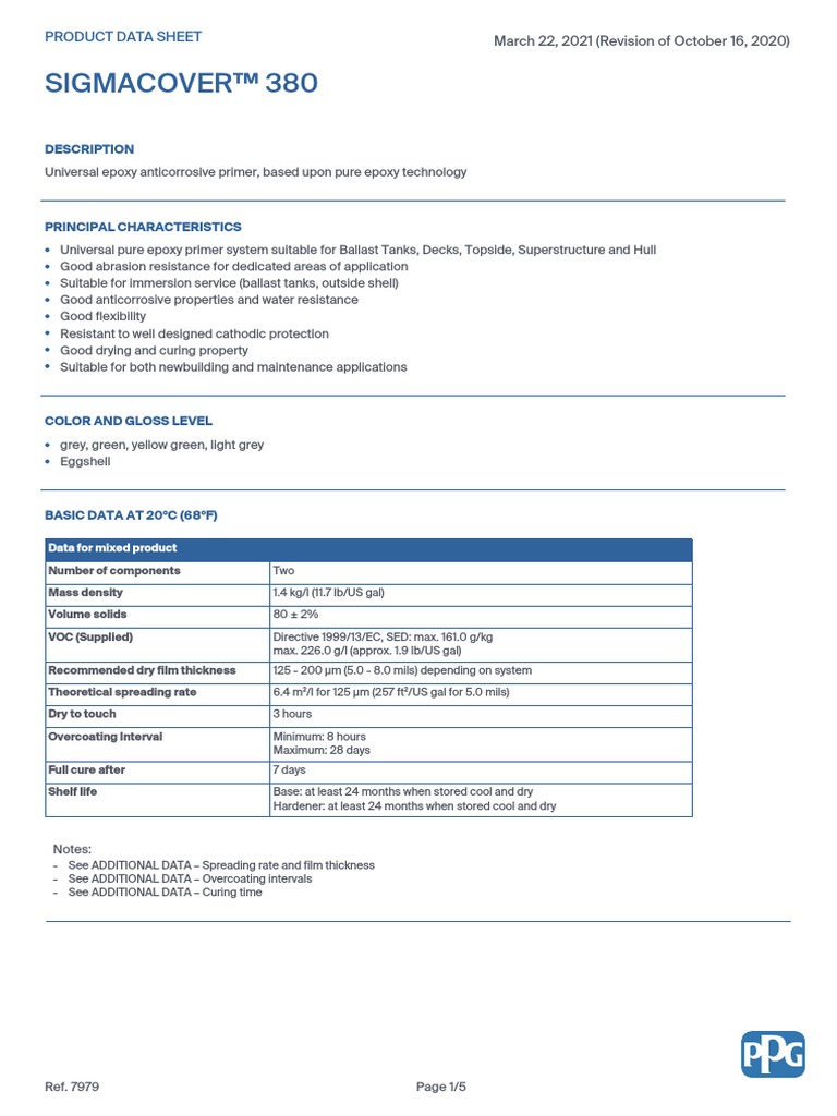 Sigmacover™ 380: Product Data Sheet | PDF | Epoxy | Paint