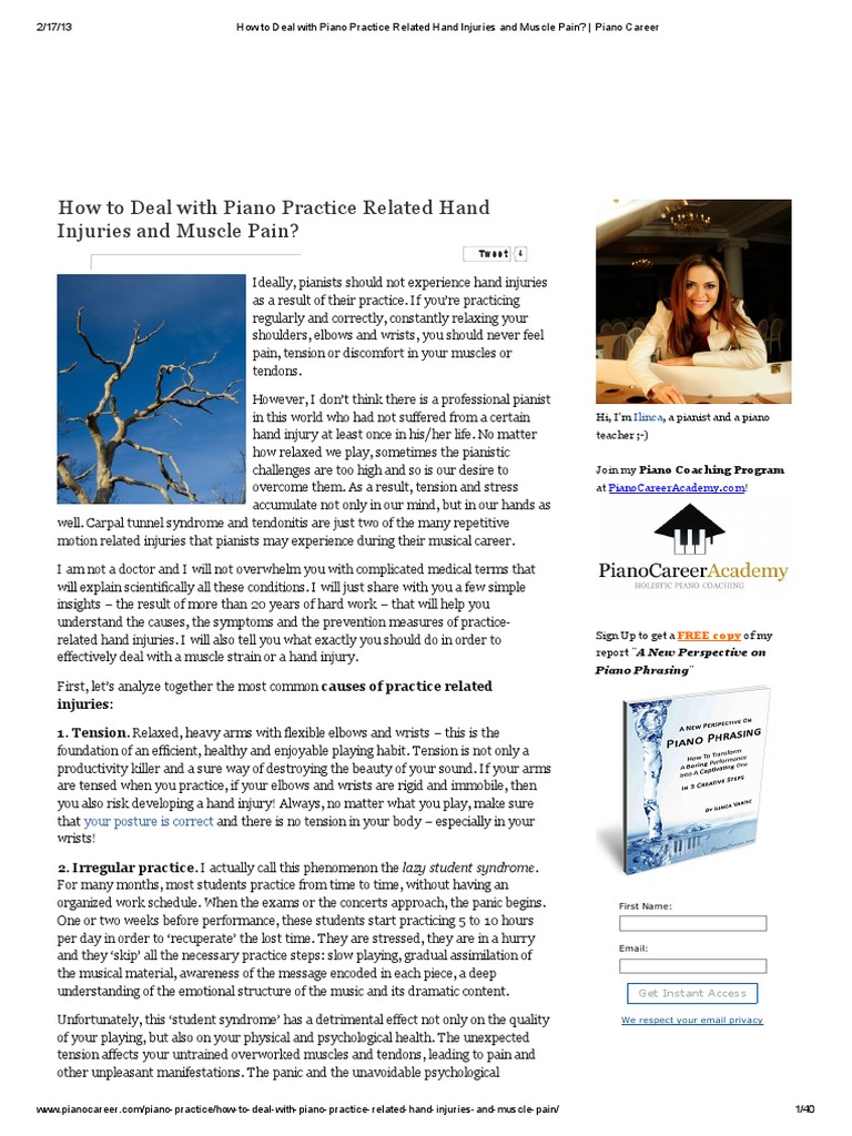 How To Deal With Piano Practice Related Hand Injuries and Muscle Pain ...
