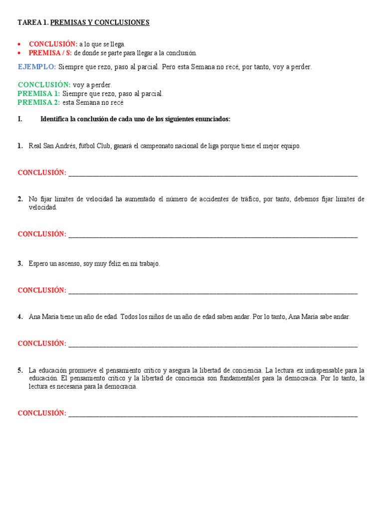 Tarea 1. Premisas y Conclusiones | PDF | Pensamiento crítico | Science