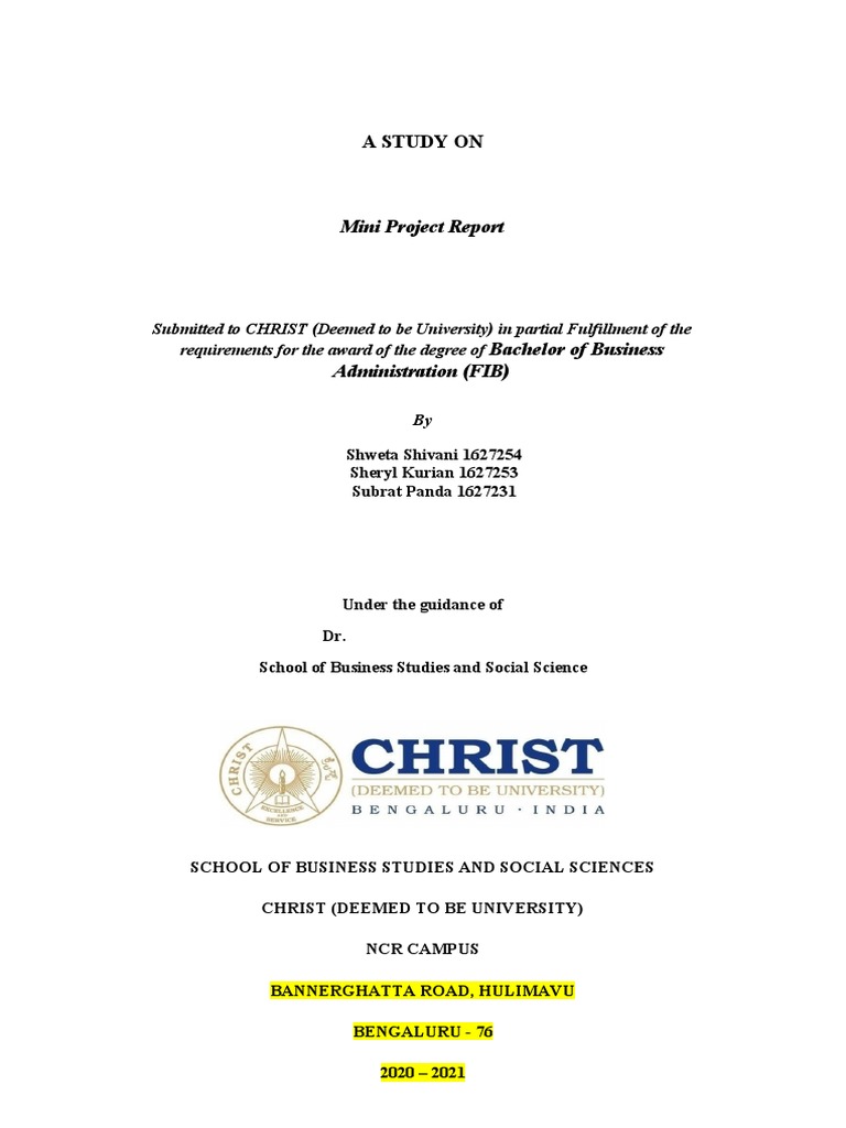 Mini Project Report Sample | PDF | Correlation And Dependence ...