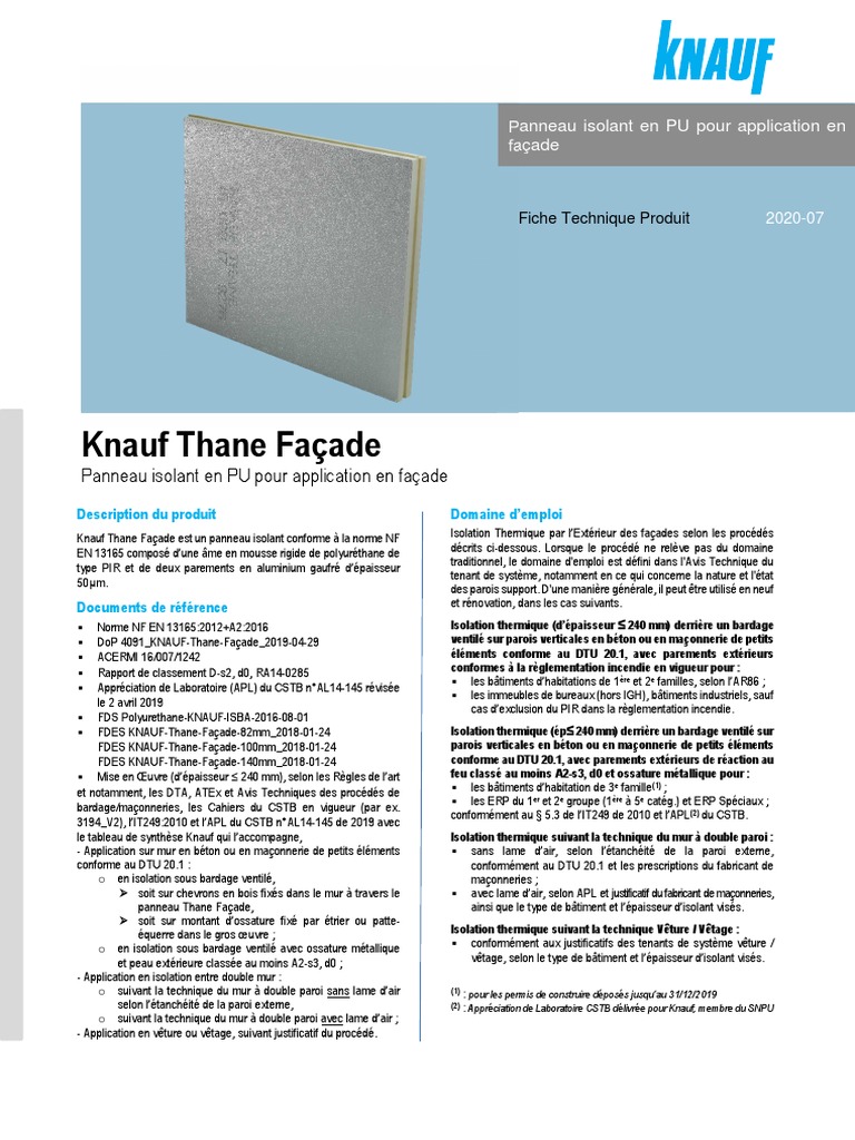 Ftprod Knauf Thane Facade - 28576 | PDF | Mur | Isolation thermique du ...