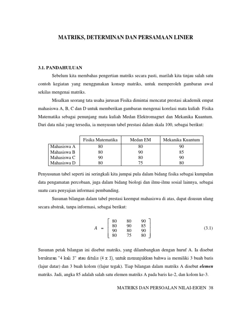 Matriks, Determinan Dan Persamaan Linier | PDF