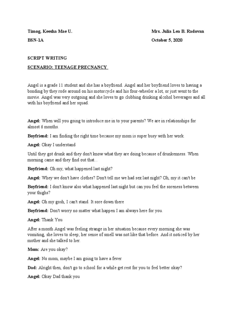 Timog, Keesha Mae U., Purposive Communication, SCRIPT WRITING | PDF