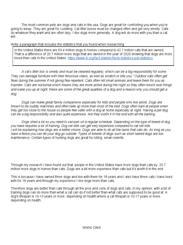Persuasive Essay - Final Draft KF | PDF | Dogs | Cats