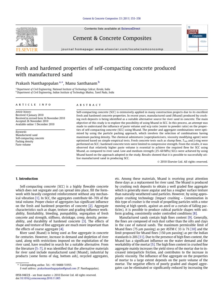 Self-Compacting Concrete with Manufactured Sand | PDF | Fly Ash | Concrete