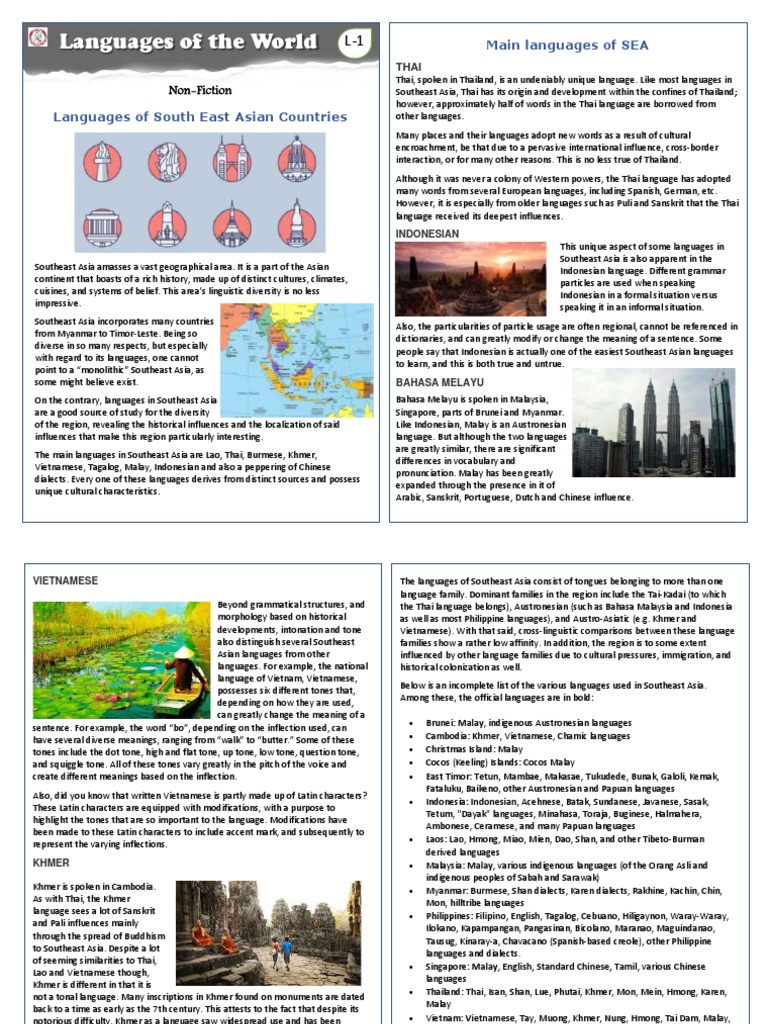 L1 Languages of SEA | PDF | Southeast Asia | Indonesian Language