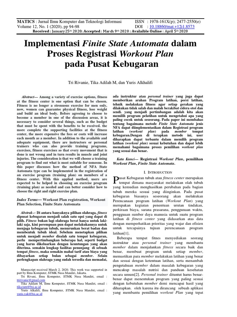 Implementasi Finite State Automata Dalam Proses Re | PDF | Ilmu Komputasi | Model Perhitungan