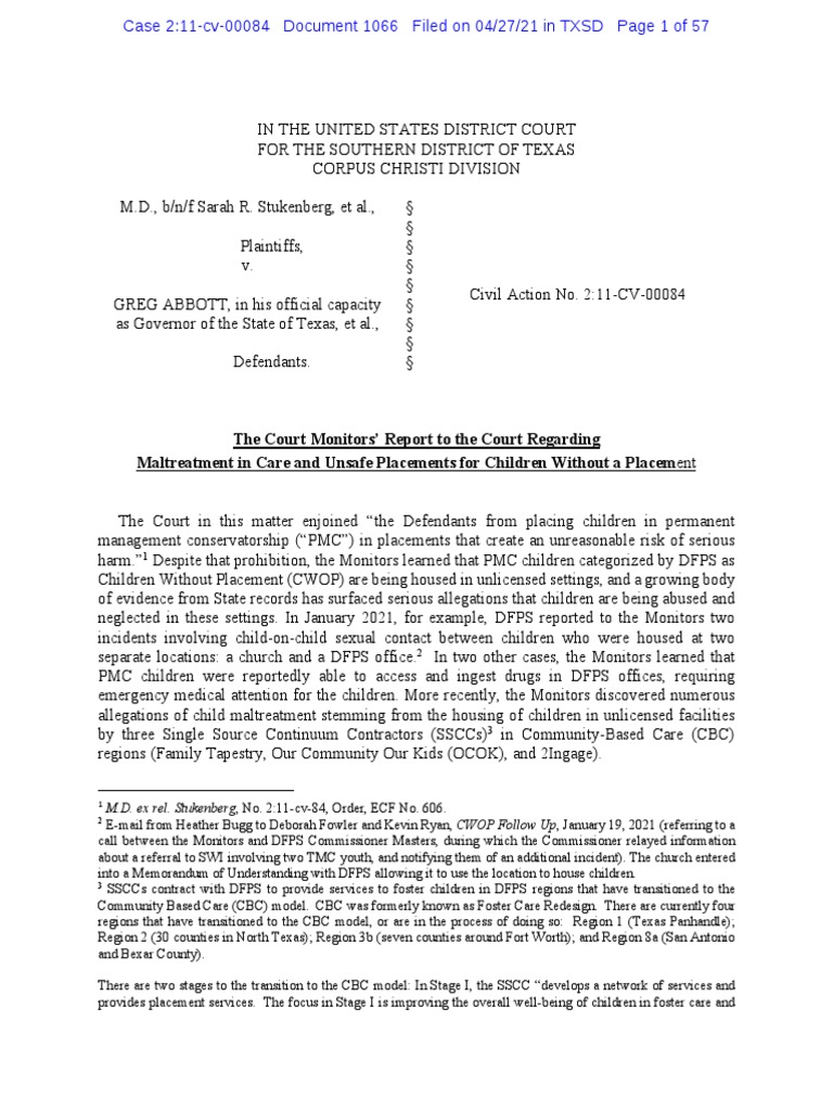 Court Monitors' Report On Use of Unlicensed Placements | PDF ...