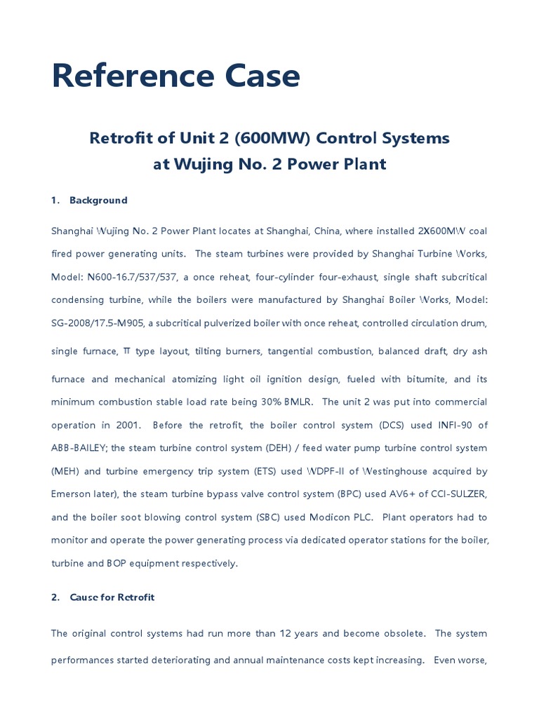 Xinhua DCS Reference at Wujing Power Plant 600MW | PDF | Boiler | Energy Technology