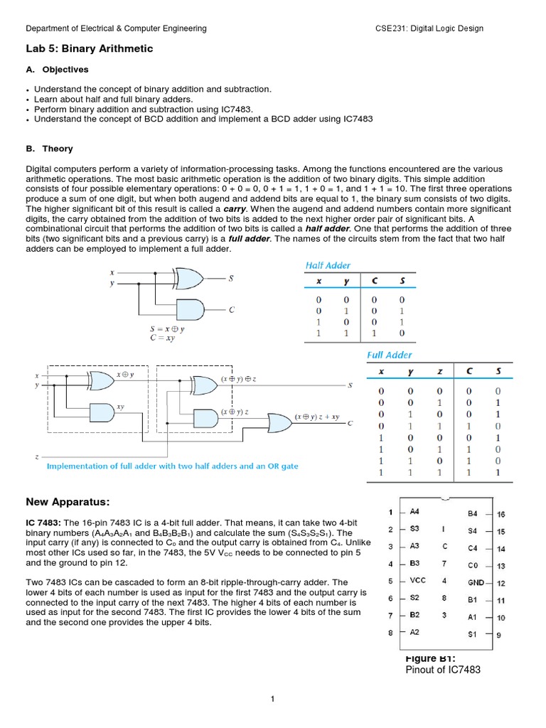 Lab 5 Binary Arithmetic | PDF | Bit | Logic Gate