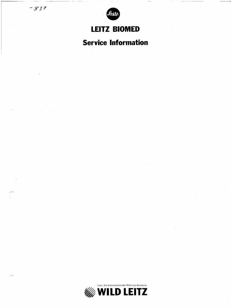 Leitz Biomed Microscope - Service Manual | PDF