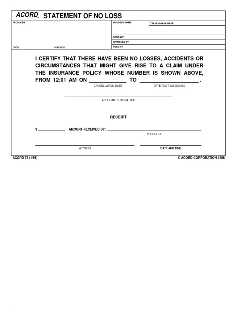 Statement of No Loss | PDF