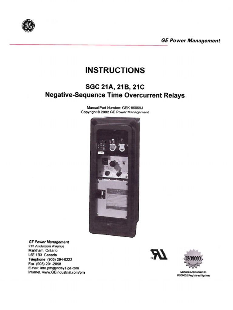 Instructions: Negative-Sequence Time Overcurrent Relays | Download Free ...