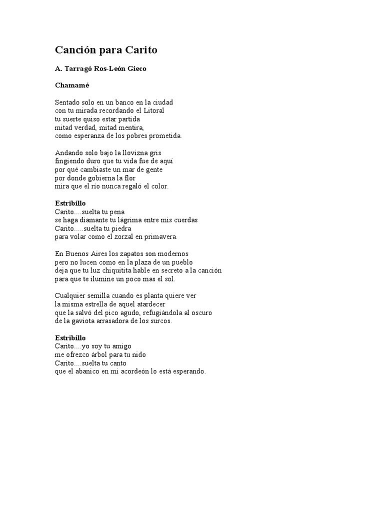 Letra y acordes de "Carito" | PDF