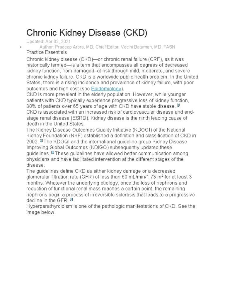 Chronic Kidney Disease - EMEDICINE 3020.docx.2021 | PDF | Chronic ...