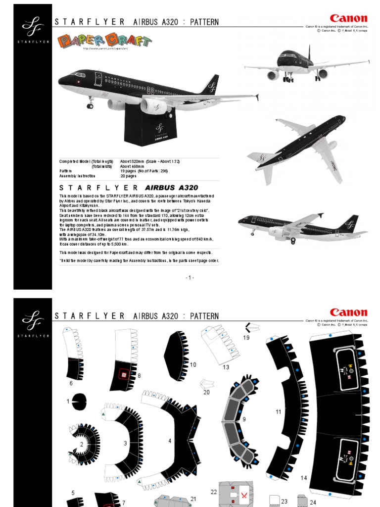 StarFlyer Airbus A320 Papercraft Model | PDF | Aircraft | Aviation