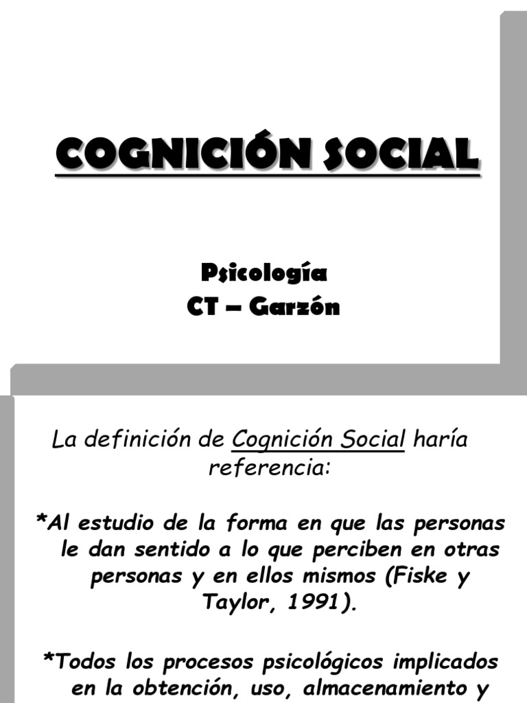Diapositiva 5. Cognición SOCIAL. | PDF | Psicología Social | Sicología