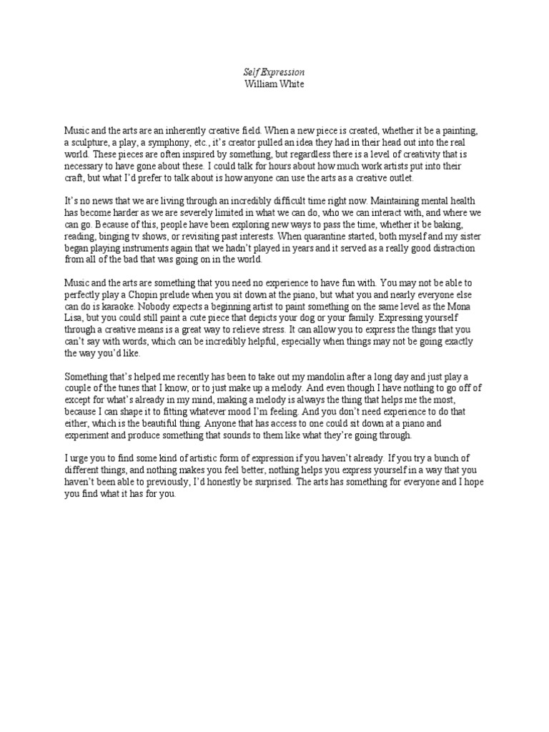 Self Expression | PDF | Entertainment (General) | Arts (General)