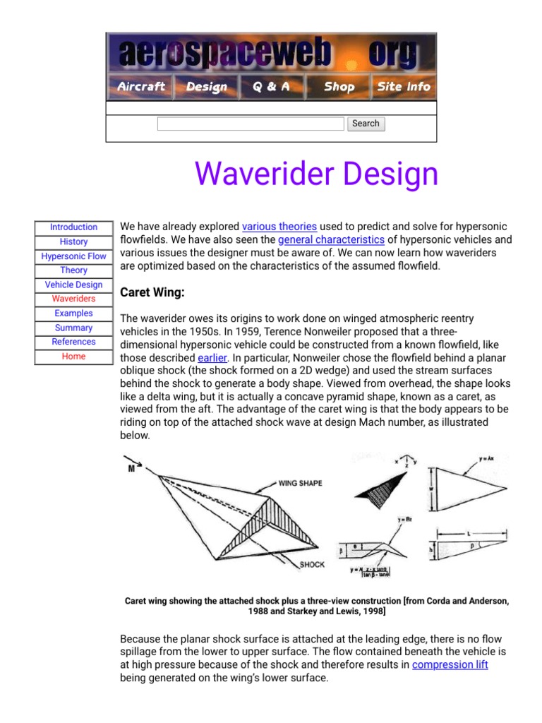 Waverider Design: Caret Wing | PDF | Hypersonic Speed | Drag (Physics)