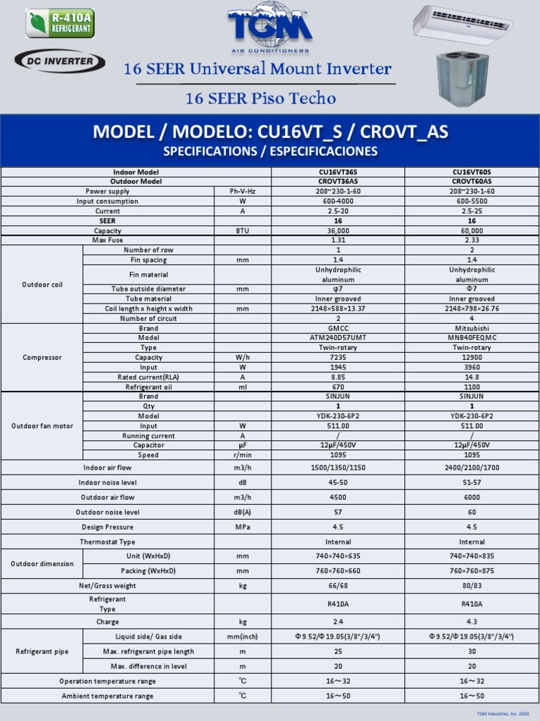 TGM Inverter Air Conditioner Manual | PDF | Pipe (Fluid Conveyance ...