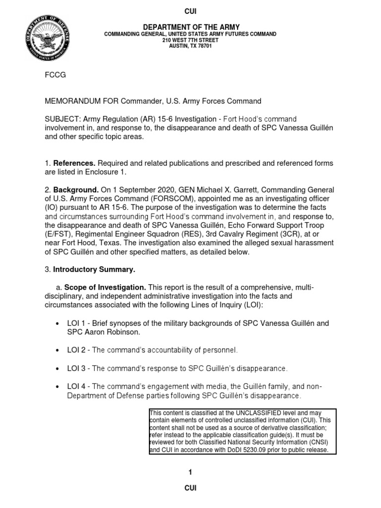 Guillen Fort Hood Investigation - Findings and Recommendations + CG ...