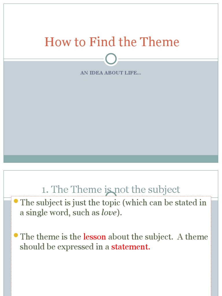 LITERARY ELEMENTS How To Identify A Theme | PDF