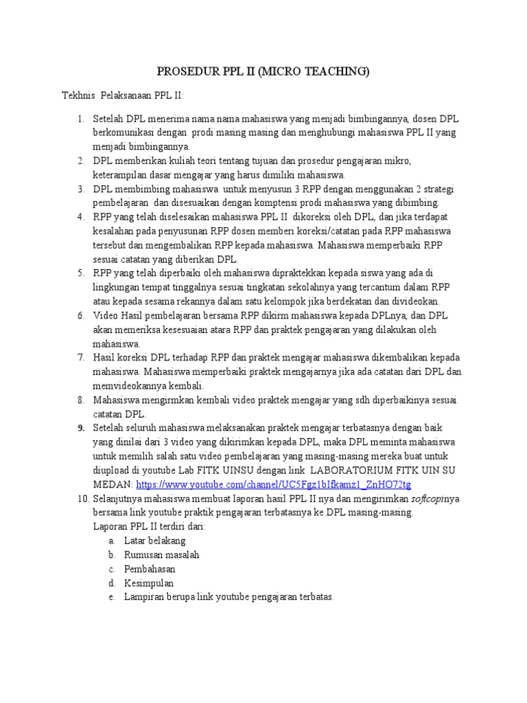 Prosedur PPL II Micro Teaching | PDF