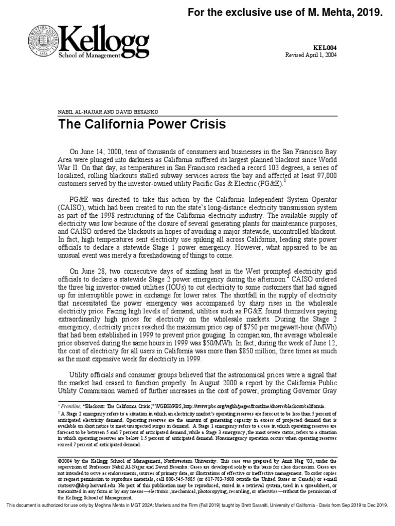California Power Crisis | PDF | Electric Power Transmission ...