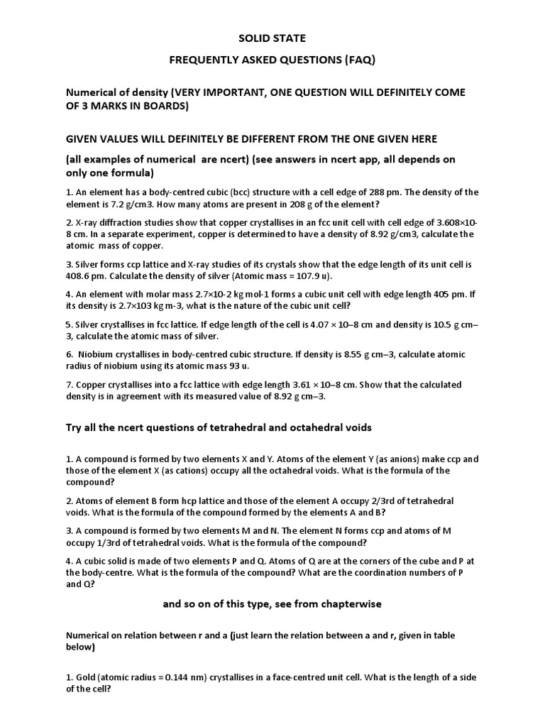 Solid State, PDF | PDF | Crystal Structure | Ion