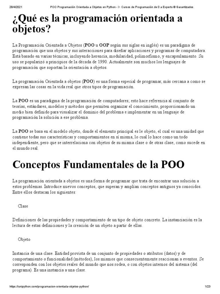POO Programación Orientada A Objetos en Python - Cursos de Programación de 0 A Experto ...