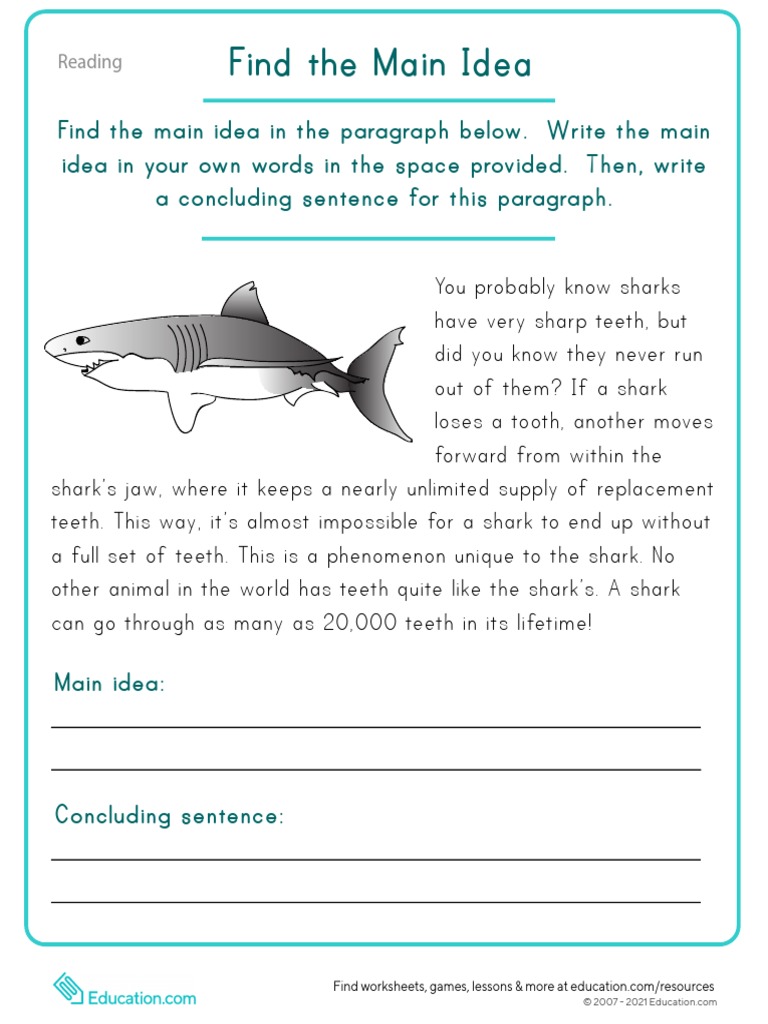 Find Main Idea Shark | PDF