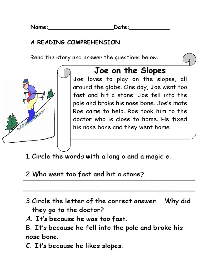 Read The Story and Answer The Questions Below.: Name: - Date: - A ...